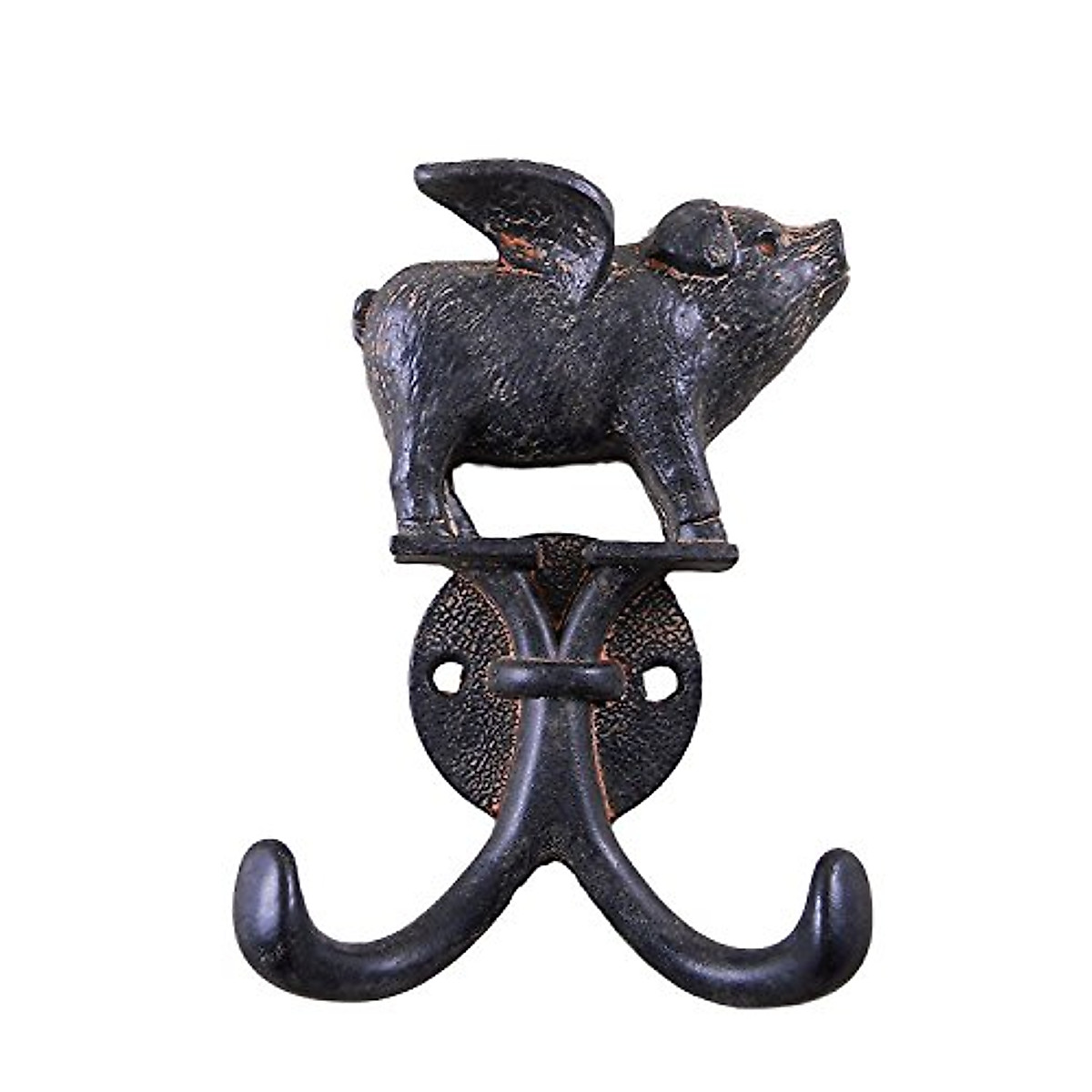 Iron Flying Pig Double Hook Coat Rack