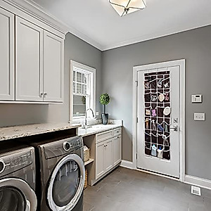 Over The Cabinet Door Organizer with 24 Mesh Pockets, 58x17 inch Behind the Pantry Door Storage Organizer, Back of Bathroom Door Storage Organizer, Brown