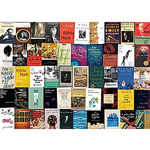 Book Puzzles for Adults 1000 Piece, Greatest Poetry Book Covers Collage Puzzle, 50 Classic Poems Books Add to Your Literary Bucket List, Good Gift for Book Lovers and Poem Fans