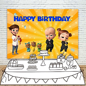 Boss Boy Happy Birthday Backdrop 1st Birthday White Boss Theme Baby Shower Background Vinyl 2nd Birthday Boss Girl Banner for Party Supplies (7X5FT)