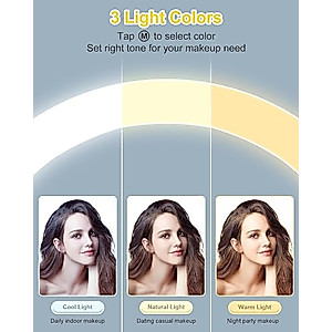 Make up Mirror with Lights, 1X/10X Magnifying Vanity Mirror with 46 LED Lights, 3 Lighting Modes, Brightness Adjustable and Rechargeable Personal Compact Travel Makeup Mirrors