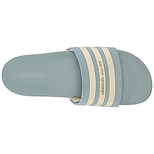 adidas Unisex Adilette Comfort Slide Sandal, Magic Grey/Wonder White/Gold Metallic, 15 US Women