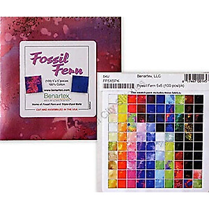 Benartex Fossil Fern Cotton Fabric 5" Squares Charm Pack Quilting Fabric Material for Sewing, 100 Cotton Square Pieces