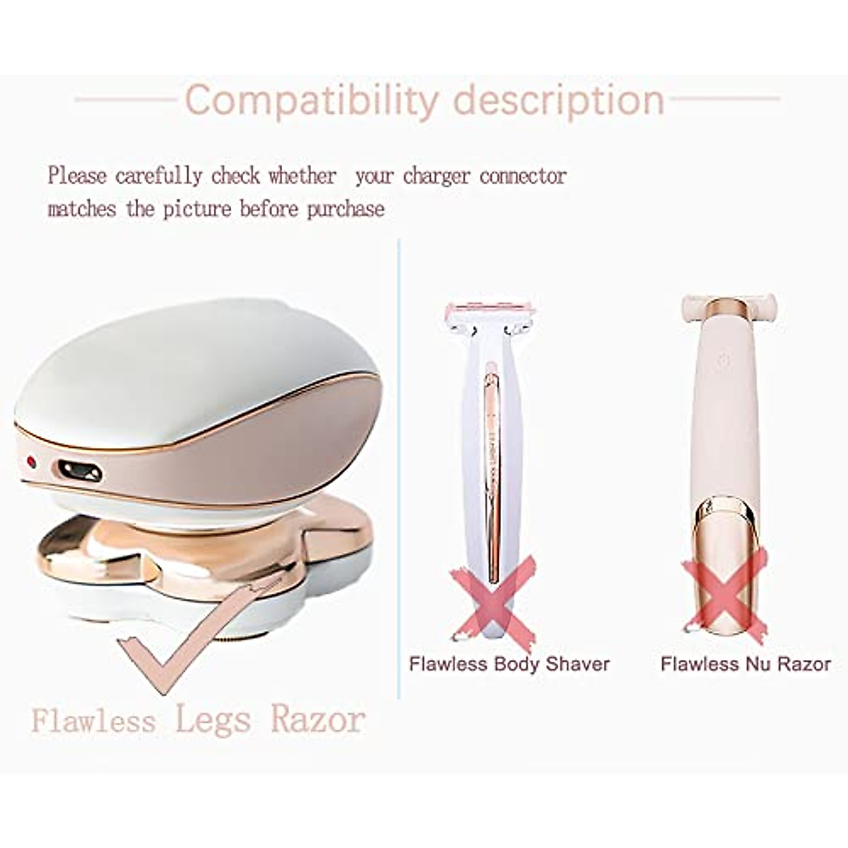 Legs Hair Remover Charger Cord for Flawless Legs Charger Cord Replacement - 5V Removal Charger Cable fit Finishing Touch Flawless Legs Shaver Charging Cord - Power Cord for Flawless Trimmer plug