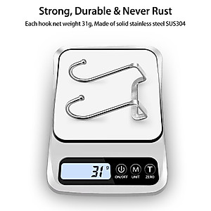 Poeland 1kuan Over Cabinet Drawer Double Hooks 304 Stainless Steel Multiple Use Narrow Door Hook for Kitchen, Bathroom, Drawer, Wardrobe Door, Cabinet Door to Hang Bags, Towels, Coat More Pack of 4