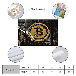 ESyem Posters Than Currency Badge Wall Art Cryptocurrency Exchange Trading Wall Art Canvas Painting Posters And Prints Wall Art Pictures for Living Room Bedroom Decor 08x12inch(20x30cm) Unframe-style