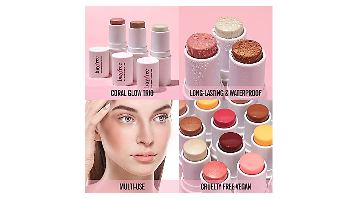 KIMUSE Multi Stick Trio Face Makeup - All-in-One Cream Blush & Highlighter
