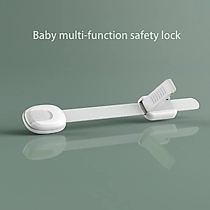 Easy to Install Nitems Cabinet Locks for Babies with Adhesive for Kitchen Cupboard Doors, Fridge, Toilet Seat, Improved Child Safety, No Trapped Fingers- 6Pack-4 Extra 3M (22cm Strap Length, 6.00)