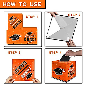 Gatherfun Graduation Party Decorations Graduation Box Graduation Card Box for Graduation Gift Graduation Party Favors Decor Party Supplies Orange