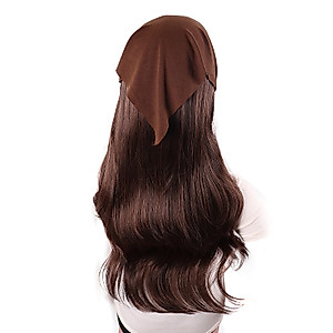 MapofBeauty 13 Inch 6 Pieces Soft Elastic Scarf Triangle Non Slip Bandana Head Scarves Headband (Deep Coffee/Dark Green/Gray/Brown/Blue/Black)