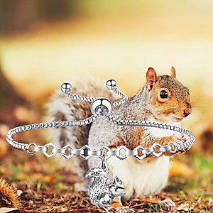 UJIMS Squirrel Gift Squirrel Lover Bracelet with Inspirational Message Card Animal Lover Gift for Women Best Friend (Squirrel Bracelet Card)