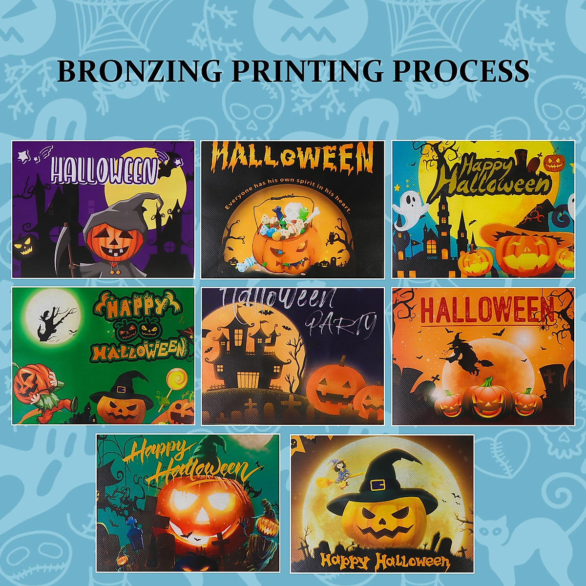 Halloween Trick or Treat Bags, Halloween Candy Tote Bags with Handles, Reusable Halloween Non-Woven Gift Bags for Halloween Party Supplies Favors