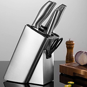 CUJUX Knife Holder Stainless Steel Modern Design with Scissors Groove Knife Holder Countertop Storage Kitchen Rack Household Storage Rack