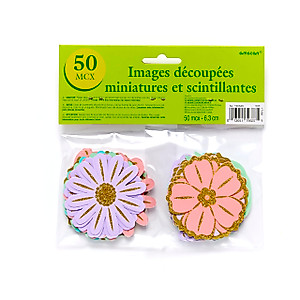 amscan 190649 Spring Super Value Mini Glitter Cutouts, 50 Ct, Multicolor, 2 1/2"