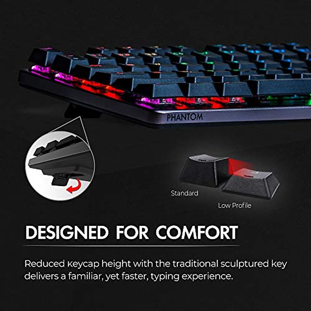 Tecware Phantom L, Low Profile Mechanical Keyboard, RGB LED, Outemu Blue Switch…