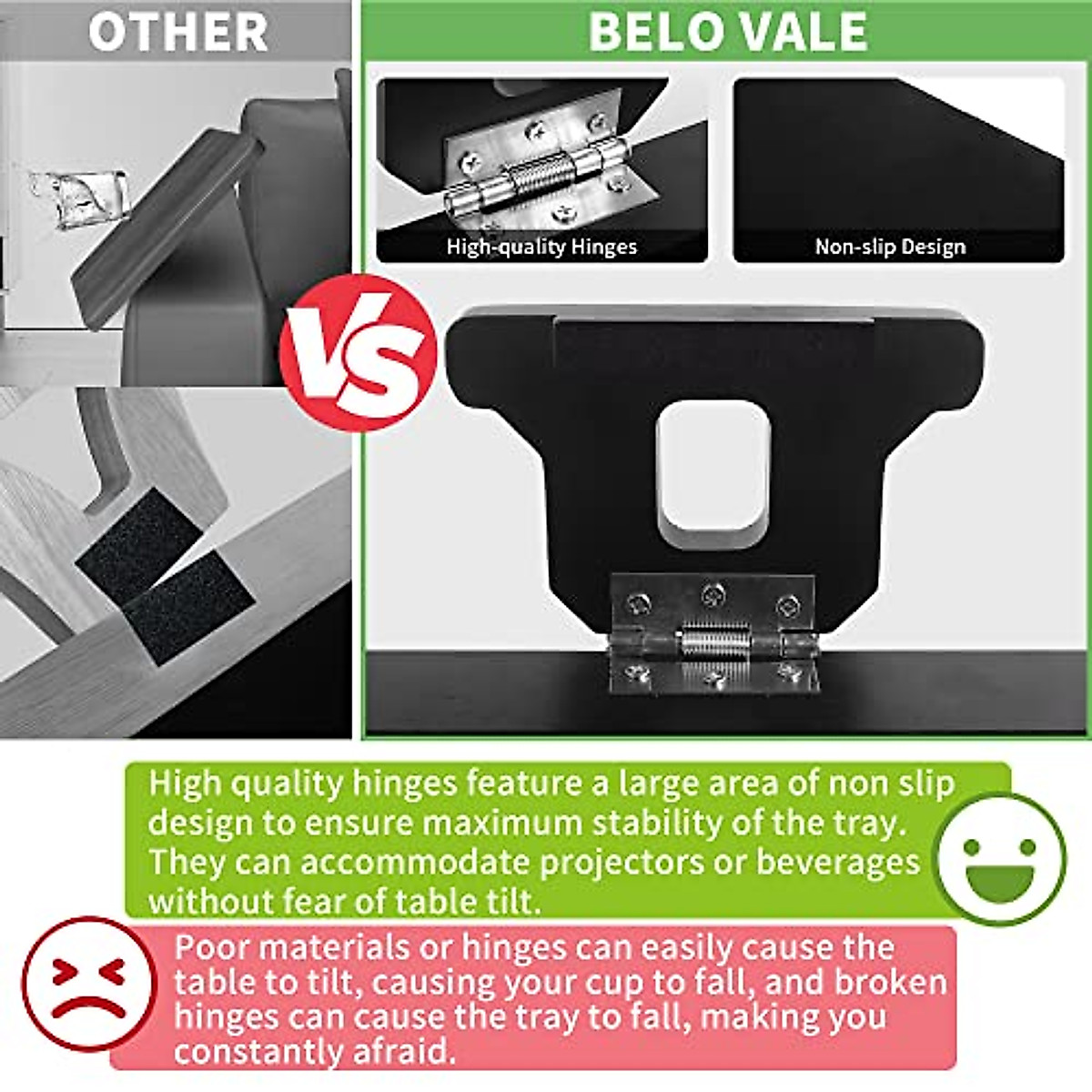 Large Size Couch Arm Tray - 15x9.8" Strong Wood Foldable Sofa Side Clip Tray with 360° Rotating Phone Holder, Armrest Tray for Eat, Drink, Cup, Snack, Remote Control, No Installation Required