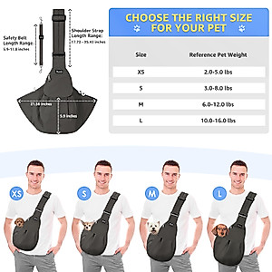SlowTon Dog Carrier Sling - Thick Padded Adjustable Shoulder Strap Dog Carriers for Small Dogs, Puppy Carrier Purse for Pet Cat with Front Zipper Pocket Safety Belt Machine Washable (Grey L)