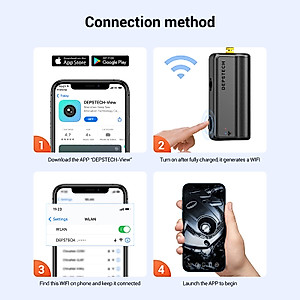 Wireless Endoscope, DEPSTECH Upgrade 5.0MP HD Inspection Camera, Scope Camera with Light,16 inch Focal Distance,16.5FT Semi-Rigid Snake Waterproof Borescope,2200mAh Battery for iPhone & Android-Yellow