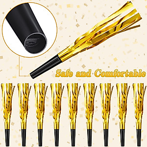 60 Pieces Glitter Metallic Fringed Noise Maker Black and Gold Musical Blowouts New Year's Party Favors Noise Whistle Party Horns and Blowers Squawker Whistles for Birthday Graduation Decoration Supply