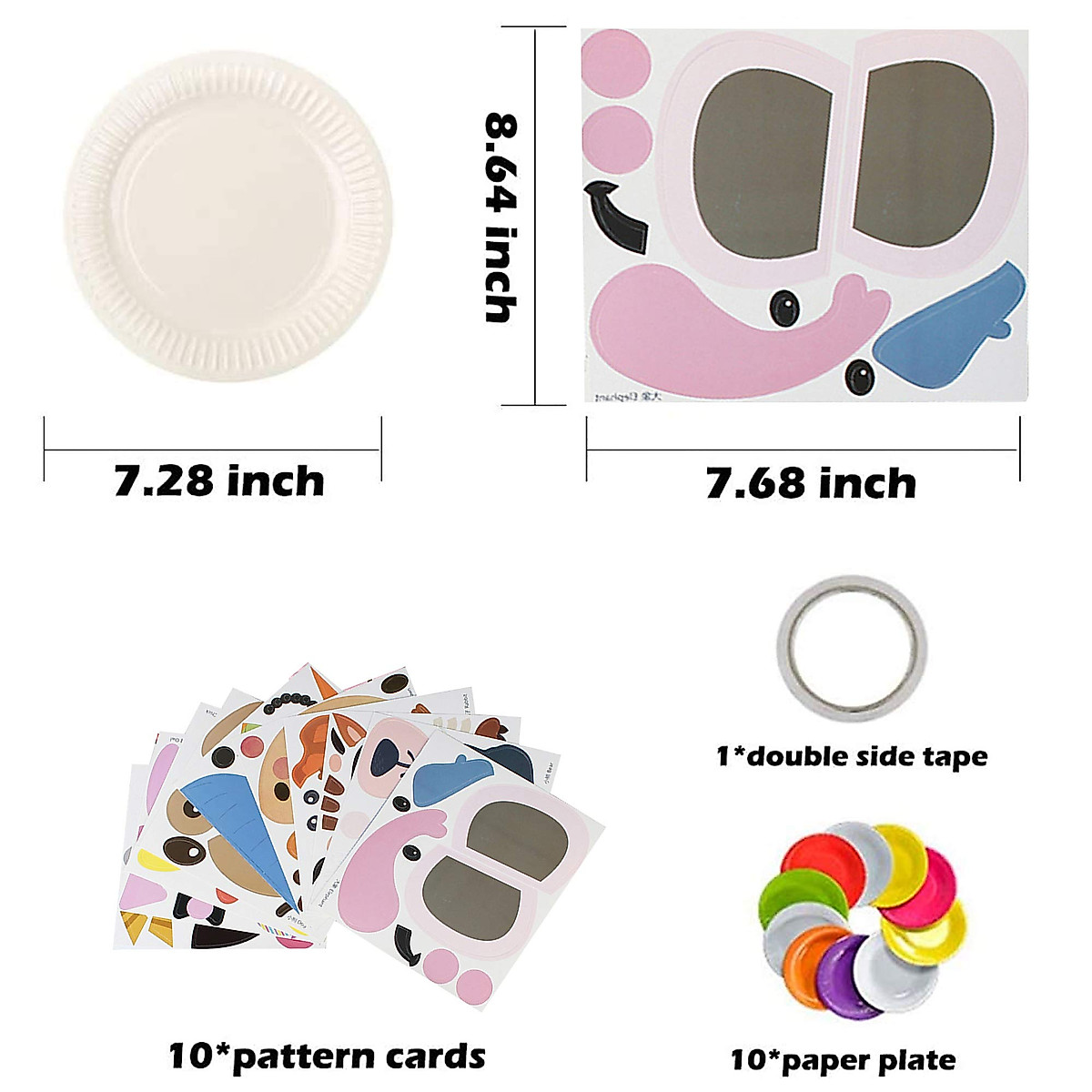 Originalidad 10 Pcs Paper Plate Art Kit for Kids DIY Craft Sticker Card Games Activity DIY 3D Animals Craft Art Toys Teaching Supplies Christmas Crafts for Toddler Boys Girls
