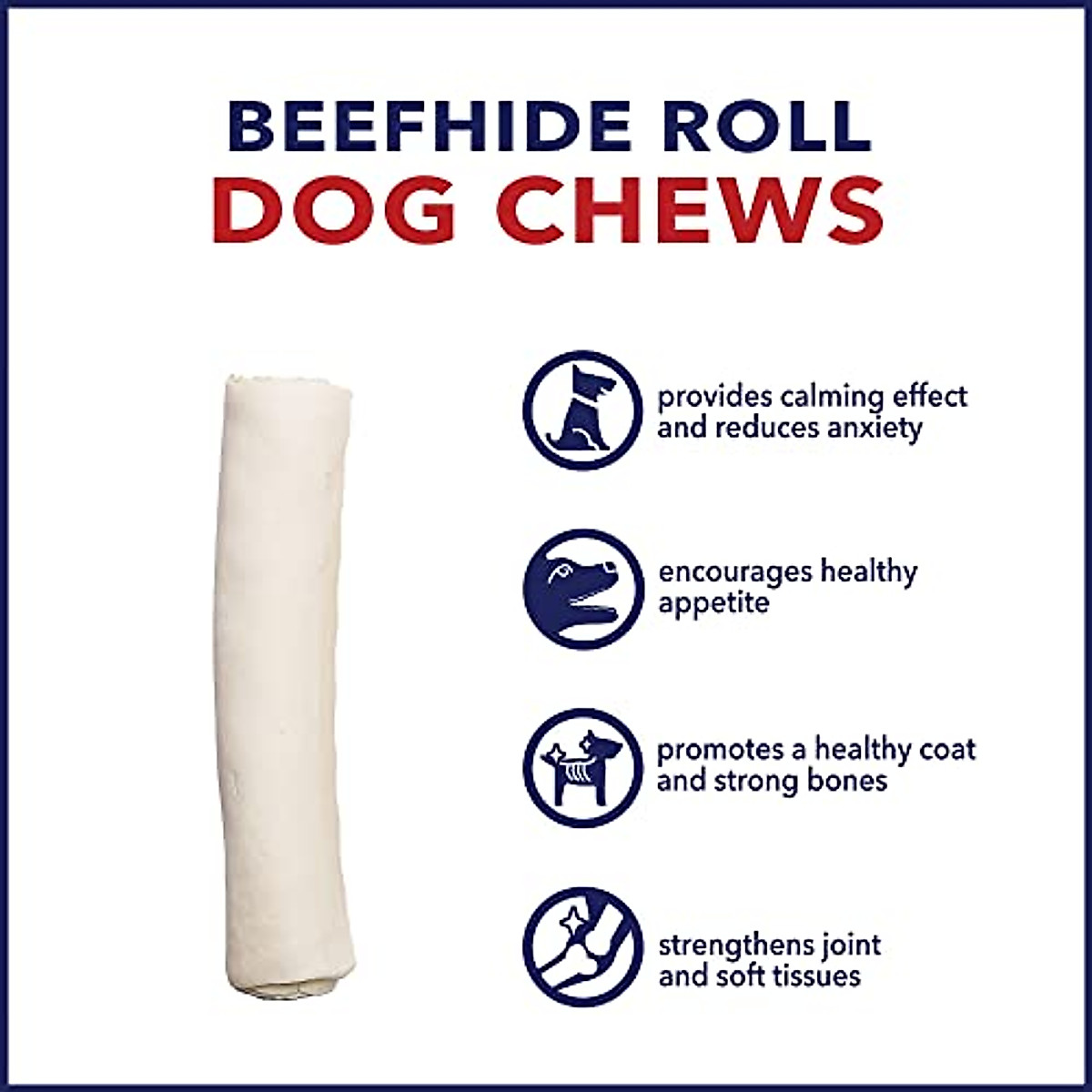 Pet Factory 100% Made in USA Beefhide 8" Rolls Dog Chew Treats - Natural Flavor, 10 Count/1 Pack