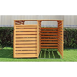 Hanover Outdoor 4.9 ft. x 4 ft. Wooden Trash Bin and Recyclables Storage Shed