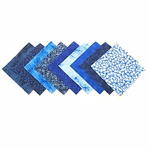 90 Pieces Fabric Cute, It's All Blue pre-Cut Charm Pack 5" Squares 100% Cotton Fabric Quilt Blue Tone-on-Tone