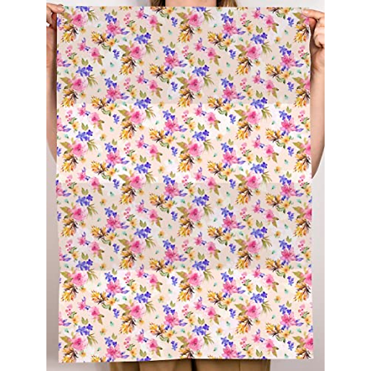CENTRAL 23 Pretty Wrapping Paper For Women - 6 Thick Gift Wrap Sheet - Floral Wrapping Paper - Pink Purple Flowers - For Birthday Bridal Shower Anniversary - Comes With Fun Stickers