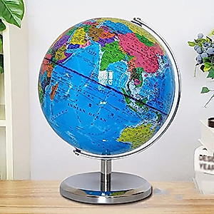 geographic globe Global 9.8" Blue Ocean World Globe With Metal Base Desktop Earth Globe Educational Geography Globes Of Earth For Kids & Adult world globe gift (Diameter 7.8"+ar) (