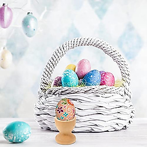 Gadpiparty Breakfast Egg Cup 12pcs Wooden Egg Cups, Unfinished Wood Decor Egg Holder DIY Blank Unfinished Wooden Egg Stands Egg Tray Container for Kids Arts and Crafts Egg Cups