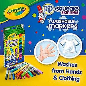 Crayola Washable Pip Squeaks Skinnies Markers, 16 Count, School Supplies, Gifts for Boys and Girls