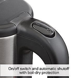 Proctor Silex Compact Electric Tea Kettle, Water Boiler & Heater. 0.5 L, Cordless, Auto-Shutoff and Boil-Dry Protection, Stainless Steel (40940)