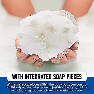 T.Taio Esponjabon Shower Bath Puff - Loofah Luffa Loufa Body Wash Ball - Mesh Pouf Scrubber for Full Cleanse Lather Skin Care - Essential Beauty Bathroom Accessories for Men & Women (Mother of Pearl)