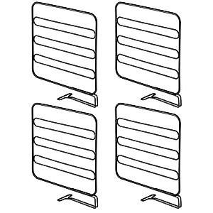 mDesign Versatile Metal Wire Closet Shelf Divider and Separator for Storage and Organization in Bedroom, Bathroom, Kitchen and Office Shelves - Easy Install - 4 Pack - Black