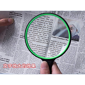 TANCH 5X Magnifying Glass Handheld Magnifier with Large 100mm Magnifying Glass Lens and Non-Slip Rubber Handle for Senior and Kids (1PC Green)