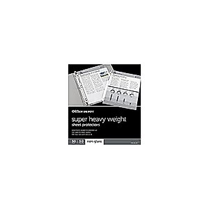 Office Depot Super Heavyweight Non-Glare Sheet Protectors, Pack of 50, OD181116