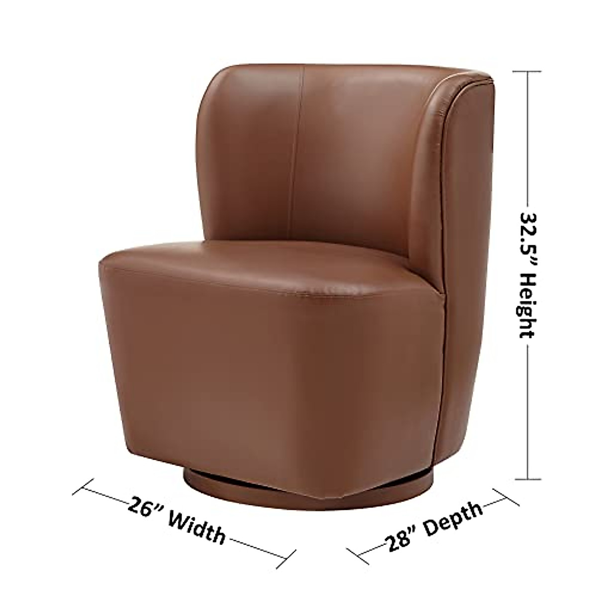 Ball & Cast Swivel Accent Chair with Brown Faux Leather in living bedroom office nursery room