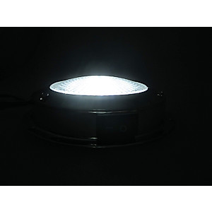 Pactrade Marine Dome Light 12V - 3-Inch Lens, Cool White LED | Stainless Steel Boat Light with Built-In Rocker Switch, Surface Mount | RV, Trailer, Boat Interior Lights, Marine Lights