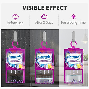 NATRUTH 8-PACK Moisture Absorber Bags With Lavender,Desiccant Hanging Bag Use for Kitchen Bathroom Wardrobe, Eliminates Odors，Odor Absorber Humidity Packs, Hanging Closet Dehumidifier Bags for Closet