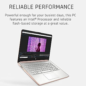 HP Latest Stream 14" HD Laptop, Intel Celeron Processor, 8GB Memory, 64GB eMMC Storage, Fast Charge, HDMI, Up to 11 Hours Long Battery Life, Office 365 1-Year, Win 11 S, Microfiber Bundle, Pink Gold