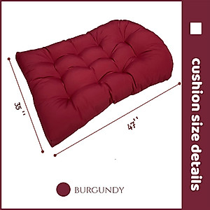 DISXENT Waterproof Hanging Egg Chair Cushion Outdor/Indoor,35''×47'' UV-Resistant Thickened Basket Swing Chair Cushion,Soft Egg Seat Pads for Garden Patio Furniture (burgundy)