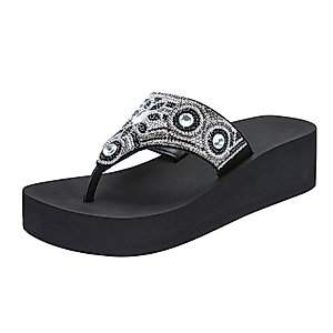 Lowkeyray Womens flip flops on vocation/beach Comfort Thong Style Flip Flops Sandals for Women in Summer (X-Small, Black, numeric_6)