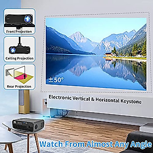 Smart Android Bluetooth Projector, Wireless 5G WiFi Mirroring Native 1080P Projector Home Theater, 200" Outdoor Projector Support 4K Gaming Movie Digital Zoom 4D Keystone for HDMI USB DVD TV Stick PC