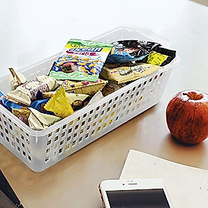 Nesmilers 6-Pack Slim Plastic Storage Baskets Bin, Rectangle Basket Set