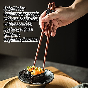 5 Pairs Reusable Training Chopsticks Helpers for Beginner Trainer Learner, Japanese Wooden Chopsticks pack and Holder Helper Set, Dishwasher Safe, L8.86Inch (6.Rosewood tortoiseshell)