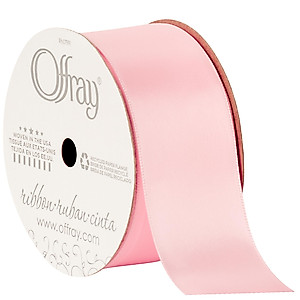 Berwick Offray Wide Double Face Satin Ribbon, Light Pink, 1 1/2 in x 12 ft (38 mm x 3.6 m)