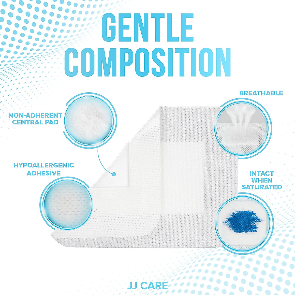 JJ CARE Adhesive Island Dressing [Pack of 100], 3x4 Sterile Bordered Gauze Dressing, Individually Wrapped Island Wound Dressing with Highly Absorbent Non-Stick Center Pad