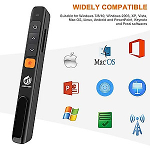 Wireless Presenter, AMERTEER RF 2.4GHz USB and Type-C Presentation Remote with Hyperlink &Volume Control PowerPoint Remote Clicker for Mac Book/Air/Pro