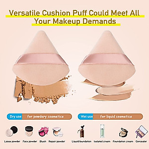 6 Pieces Powder Puff Face Makeup Puffs,Triangle Wedge Shape Soft Velour Powders Puffs for Loose Mineral Powder Body Powder Cosmetic Foundation Wet Dry Beauty Makeup Tool(Nude)