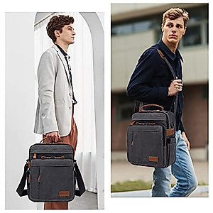 ESTARER Mens Messenger 13.3 inch Laptop Bag, Water-resistant Canvas Computer Briefcase Satchel Work Shoulder Bag Purse